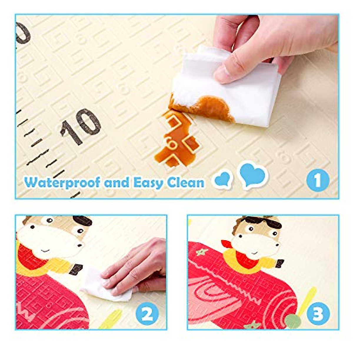 Gentle Monster Baby Play Mat, Extra Large Foldable Play Mat for Baby, Portable Baby Crawling Mat, Waterproof Non Toxic Anti Slip Soft Foam Reversible Playmat for Toddlers and Kids 77" x 70"