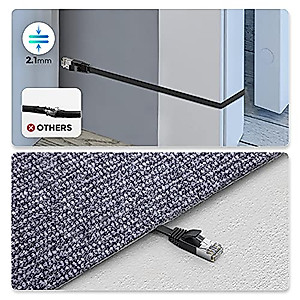 Tiktun Cat 6 Ethernet Cable 6ft, High Speed Ethernet Cord, Slim LAN Cable with RJ45, Weatherproof Flat Internet Network Patch Cord, Black