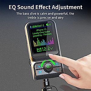 Bluetooth FM Transmitter for Car, Wireless Car Radio Adapter with 1.8" Color Screen for Hands Free Calls, PD30W/QC3.0 Fast Charging- EQ Sound Music Player,Supports TF/USB and AUX Car Charger