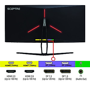 Sceptre 35" UltraWide Curved QHD Monitor 3440 x 1440p up to 120Hz HDR400 99% sRGB 300 Lux PIP PBP Machine Black (C355B-QUN168)