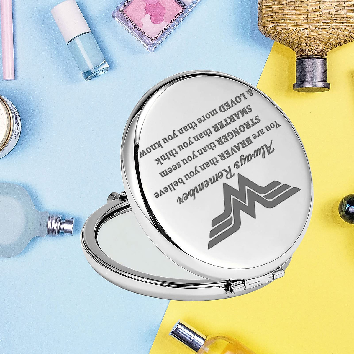 KEYCHIN Heroine Pocket Mirror Diana Fans Gift You are Braver Stronger Smarter Than You Think Heroine Compact Mirror (Heroine Mirror)