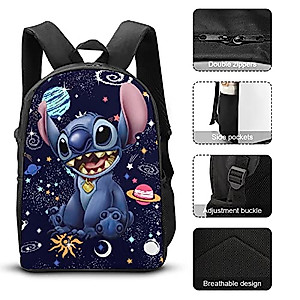 Uqesjik 3 Pcs Backpack Set Laptop Backpack Insulated Lunch Box Pencil Case Combo Cute Bookbag Casual Bags Hiking Backpacks