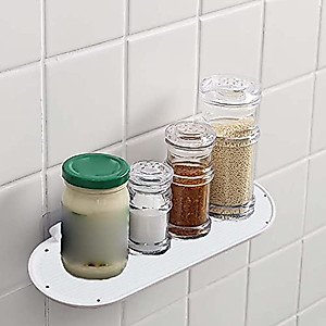 Floating Wall Shelves Bathroom Shampoo Shelf Nails Kitchen Jar Shelves Shower Caddy for Living Room and Home Bathroom Toilet, White
