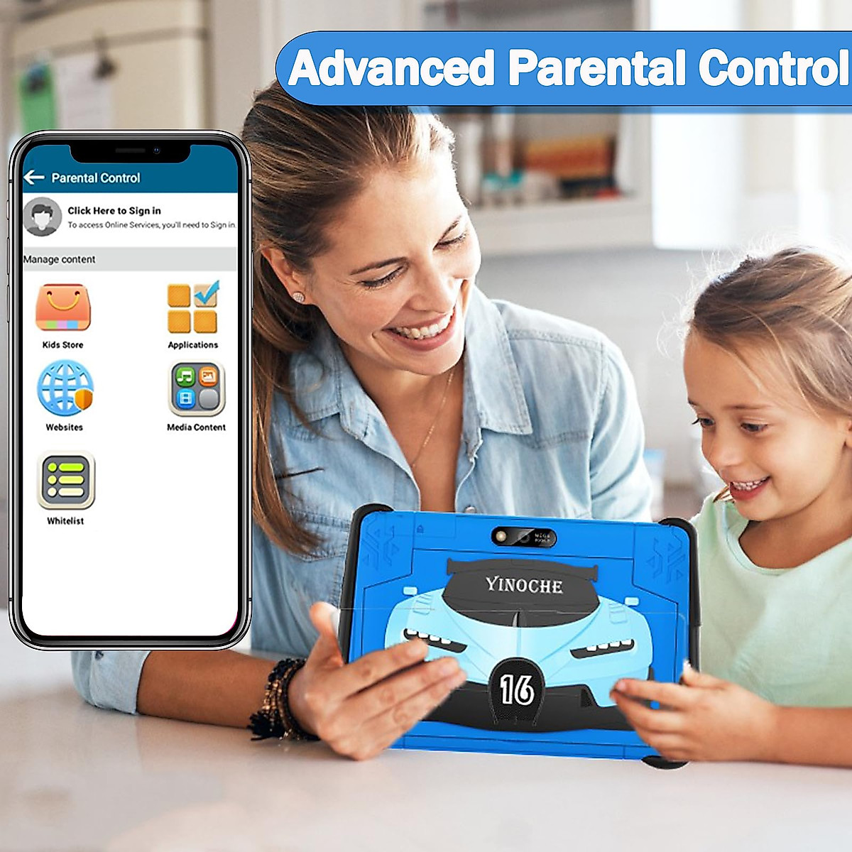 Kids Tablet 10 inch Tablet for Kids Toddler Tablet Wifi Kids Tablets for Toddlers with Case 2+64GB Children's Tablet Android Kids Learning Tablet for Boys Parental Control Dual Camera Netflix Youtube