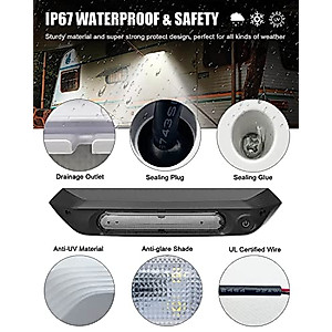 OPPKEPT LED RV Lights Exterior with 3-Level Dimmer Switch, Upgrade 12V/28V 900 Lumen RV Led Porch Light Replacement Lighting Fixtures for RVs Trailers Campers Yacht, IP67 Waterproof (Black)