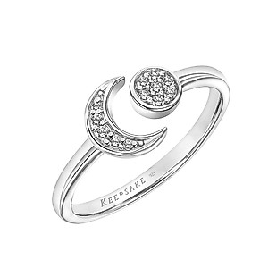 Moon Sun Star Diamond Fashion Stackable Open Ring in 925 Sterling Silver .09ct (I-J Color, I3 Clarity), Size 5, by Keepsake