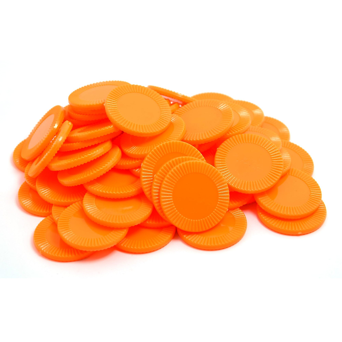 Smartdealspro 64pcs 32mm/1.26 Inch Opaque Plastic Learning Counters Disks Mini Poker Chips Game Tokens with Storage Box (Orange)