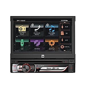 Dual Electronics DV712 7" Multimedia Touch Screen Single DIN Car Stereo Receiver, Siri/Google Voice Assist, Bluetooth, CD/DVD, USB and microSD Inputs