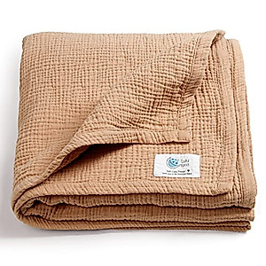 Lulu moon Muslin Baby Blanket Quilt - Crib Blanket for Toddlers 47"× 47" Caramel