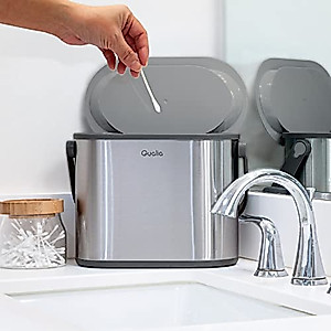 QUALIAZERO Multi-Purpose Countertop Compost Bin | 4L / 1 Gal Stainless Steel Slim Shape | Trash Can with Gray Lid | 1PC (4L / 1 Gal, Gray)