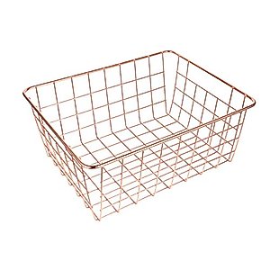 ORFOFE Basket Laundry Sundry Baskets Iron Makeup Gold Table Rose Books Desktop Blanket Organizer Storage Food Sundries Decorative Clothes Shelfrose Household Nesting Wire Cloths