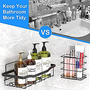 CBYJK Shower Caddy, 5 Pack Shower Shelves, Strong Adhesive Shower Organizer, No Drilling, Large Capacity, Rustproof Stainless Steel Bathroom Shower Organizer, Perfect for Bathroom, Kitchen