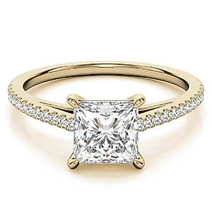 10K Solid Yellow Gold Handmade Engagement Ring, 3 CT Princess Cut Moissanite Diamond Solitaire Wedding/Bridal Ring for Women/Her, Minimalist Rings Anniversary Ring For Gifts (7)