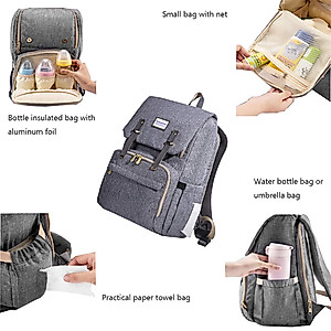 SUNVENO Baby Diaper Bag Backpack Nappy Changing Waterproof Function Organizer Large Stylish Mommy Bag Backpack (Gray)