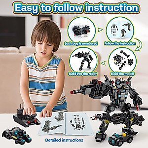 HISTOYE 2 in 1 Excavator or Robot Building Toys Kit Building Blocks Set for Kids 6-12 Erector Set for Boys Age 8-12 Engineering STEM Projects Building Toy Gift for 6 7 8 9 10 11 12 Year Old Boys Kids