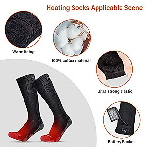 SNOW DEER Heated Socks,Upgraded 7.4V Rechargeable Battery Electric Socks for Men Women,Winter Cold Weather Warm Socks for Huting Fishing Camping Hiking Skiing Foot Warmer