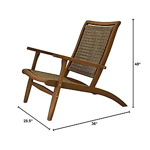Outdoor Interiors All Weather Eucalyptus Driftwood Patio Lounger Chair, Grey Wicker