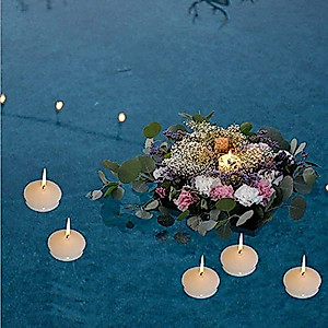30 Pieces Tea Wax ,Unscented Floating Candles,Smokeless Floating Water Candle for Wedding Party Pool SPA Valentine's Day Bathtub Dinner Christmas Party Decoration (White)