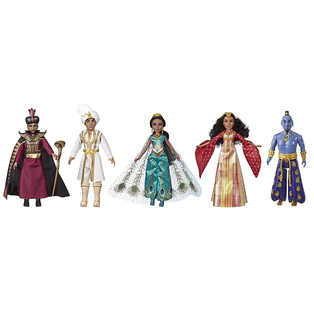 Disney Aladdin Agrabah Collection, 5 Fashion Dolls with Accessories Inspired by Disney's Live-Action Movie, Genie, Aladdin, Princess Jasmine, Dalia, Jafar