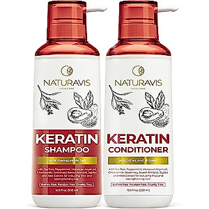 Keratin Shampoo and Conditioner Set with Hyaluronic Acid - Sulfate Free Intense Moisturizing Treatment - For Strengthening Dry and Damaged Hair - For Women and Men - Salon Grade