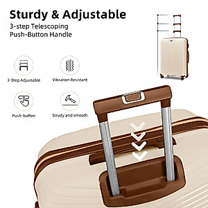 LEAVES KING Luggage Sets 5 Piece, Expandable(Only 24"&28") PP Suitcase with Spinner Wheels, Durable Luggage Sets Clearance Carry On Luggage Suitcase Set For Women Men, Cream