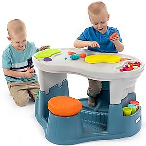 Simplay3 Kids' Sensory Table with Active Seating and Art Storage, Toddler Activity Table and Chairs Set for Ages 1-1/2 to 6, Multicolor
