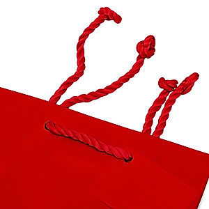 Red Gift Bags - 12 Pack Medium Red Gift Bags with Handles, Gift Wrap Paper Euro Totes for Valentine's Day, Holiday Gift Wrap, Birthday & Wedding, Small Business, Retail & Boutiques, Bulk - 7.5x3.5x9