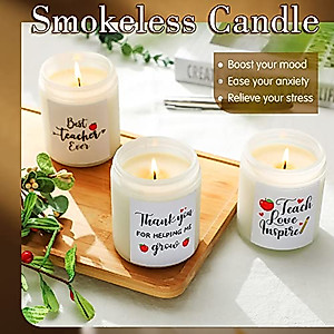 3 Pcs Teacher Appreciation Gifts Graduation Best Teacher Ever Thank You for Helping Me Grow Teacher Love Inspire Teacher Gift Scented Jar Candles for Women Men from Student, 9 Oz, 3 Scents