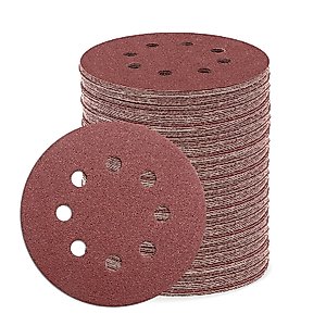 110pcs 5 Inch Sanding Disc 60 Grit, ZEHIQ 8 Hole Hook and Loop Sandpaper Orbital Sander Pads for Automotive Polishing and Wood Working