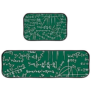 Vantaso Kitchen Floor Mat Rug Math and Trigonometry Set of 2 Cushioned Non-Slip Comfort Runner Rugs