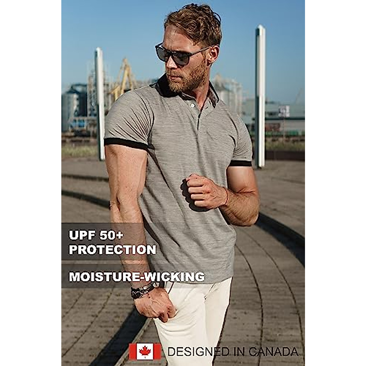 Merino Wool Polo Shirt Men - Anti-Odor 100% Merino Wool Shirts for Men Short Sleeve Breathable (Medium, Heathered Grey Polo)