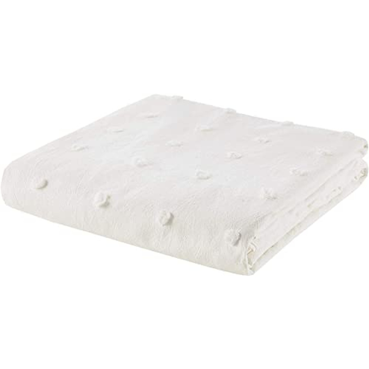 Urban Habitat Queen Duvet Cover Set 100% Cotton Jacquard Tufts, Shabby Chic, All Seasons Microfiber Bedding Duvet Covers, Shams, Decor Pillows, Full/Queen (88 in x 92 in), Brooklyn, Ivory 7 Piece