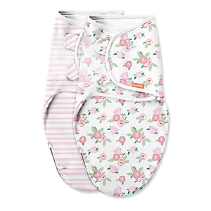 SwaddleMe Luxe Easy Change Swaddle – Size Small/Medium, 0-3 Months, 2-Pack (Water Color Floral)