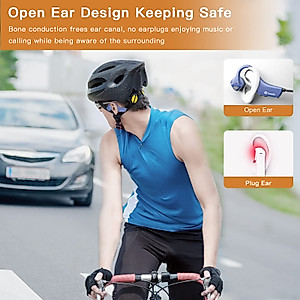 Bone Conduction Headphones Bluetooth5.0, Open Ear Headphones Sports Wireless Earphones with Built-in Mic, Sweat Resistant Headset for Workouts, Running， Cycling, Hiking, Driving, Climbing-Blue