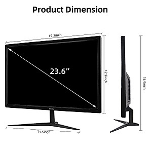 Wstirhy 24 inch 144hz Gaming Monitor, FHD PC Monitor LED 1920x1080, 1ms 144Hz, TN Panel, 99% sRGB, VESA, DisplayPort, HDMI, Black