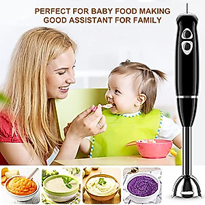 Multi-Use Immersion Blender, Hand Blender with Powerful Copper Motor 800W, High Speed, Turbo Mode, 3 in 1 Handheld Blender Stick Stainless Steel Blades, Whisk, Beaker with Measuring Marks, and Chopper