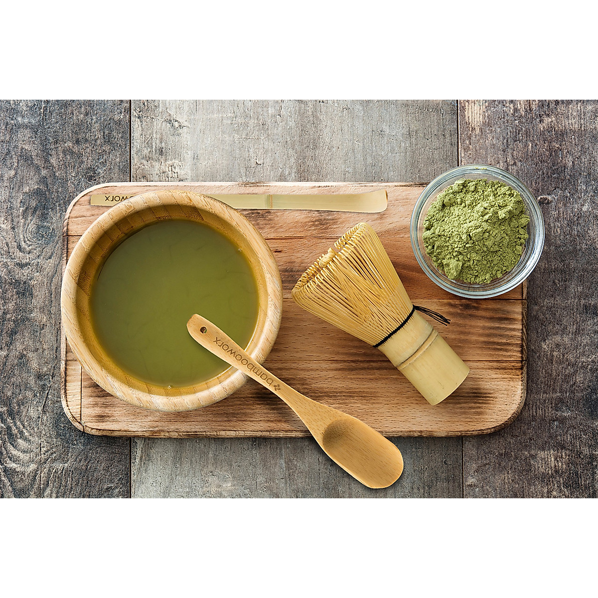 BambooWorx Matcha Whisk Set - Matcha Whisk (Chasen), Traditional Scoop (Chashaku), Tea Spoon. The Perfect Set to Prepare a Traditional Cup of Japanese Matcha Tea, Handmade from 100% Natural Bamboo