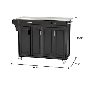 Homestyles Create Kitchen Cart, Stainless Steel Top, Black
