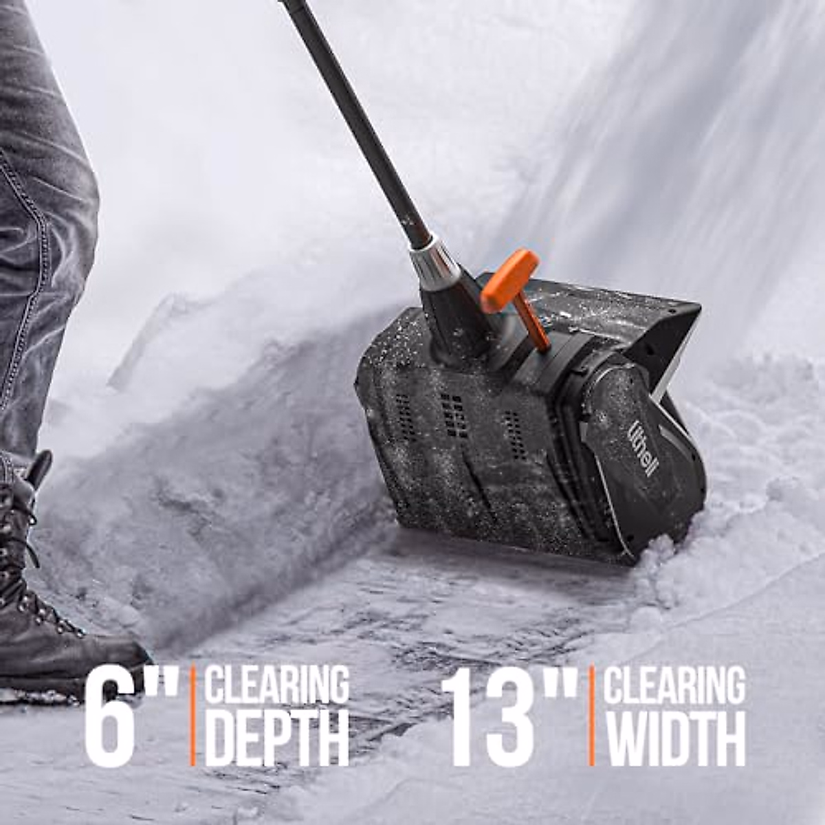 Litheli Cordless Brushless Snow Shovel, 40V(2x20V) 13-Inch Battery Powered Snow Blower, Electric Snow Thrower with Direction Bar & Auxiliary Handle (2 x 2.5Ah Battery Included)