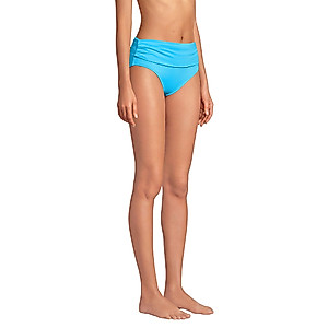 Lands' End Womens Chlorine Resistant Fold Over Mid Waist Bikini Bottoms-Alpha Turquoise Regular X-Large