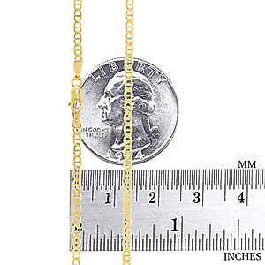 Nuragold 10k Yellow Gold Solid 2.5mm Anchor Mariner Link Chain Pendant Necklace, Womens Mens Jewelry 16" 18" 20" 22" 24" 26"