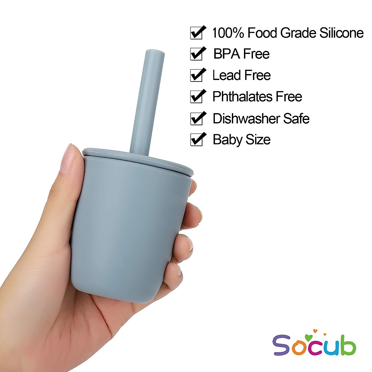 Socub Toddler Cup, Silicone Training Cup, Sprill proof Sippy Cup for Baby, BPA-Free, Unbreakable, 4oz, 6+ months, Power Rose
