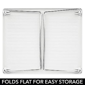 mDesign Metal Stacking Storage Organization for Shelves Inside Cabinets in Kitchen, Pantry, Cupboard, or Fridge/Freezer - Organizer Stand for Food, Plates, Bowls, Mugs, Ligne Collection, 2 Pack, White