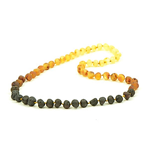 Baltic Amber Necklace - Adult Raw Amber Bead Necklace - Rainbow Pattern Unpolished Amber Beads - Multiple Lengths, Baltic-Amber, baltic-amber