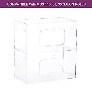 uxcell Trash Bag Dispenser Roll Holder, Wall Mount Acrylic Garbage Bag Dispenser Roll Holder, Double Side Loaded Organizer Storage Box for Garbage Bag Grocery Shopping Bag, Square Round
