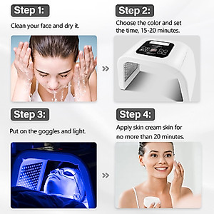 haoyehome Led Face Mask Light Therapy,7 Color Led Mask Therapy Facial, PDT Seven Color Photonic Skin Care and Beauty Equipment, Home Whole Body Led Light Therapy, White
