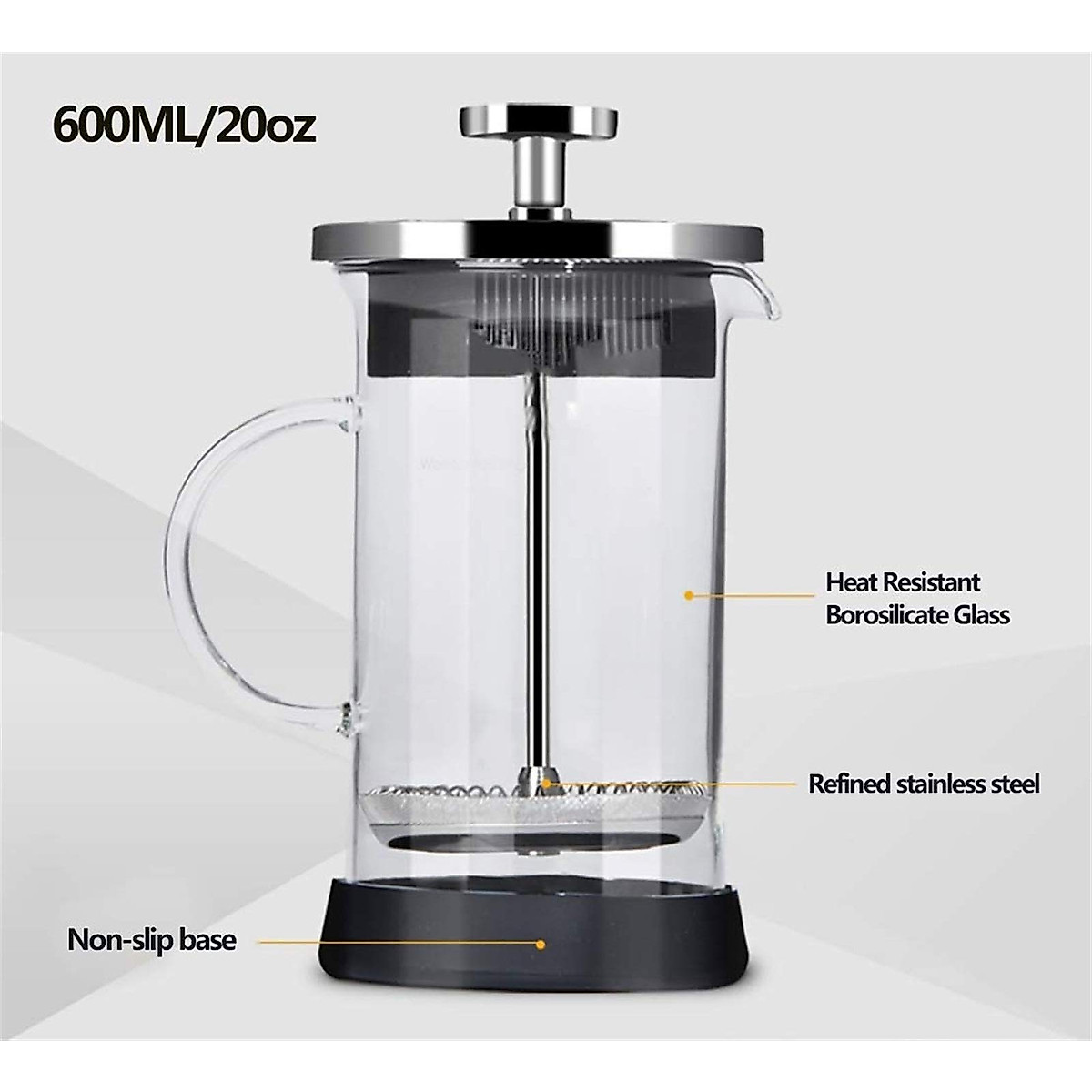 TONGSH French Coffee Press Espresso and Tea Maker Stainless Steel Plunger and Heat Resistant Glass