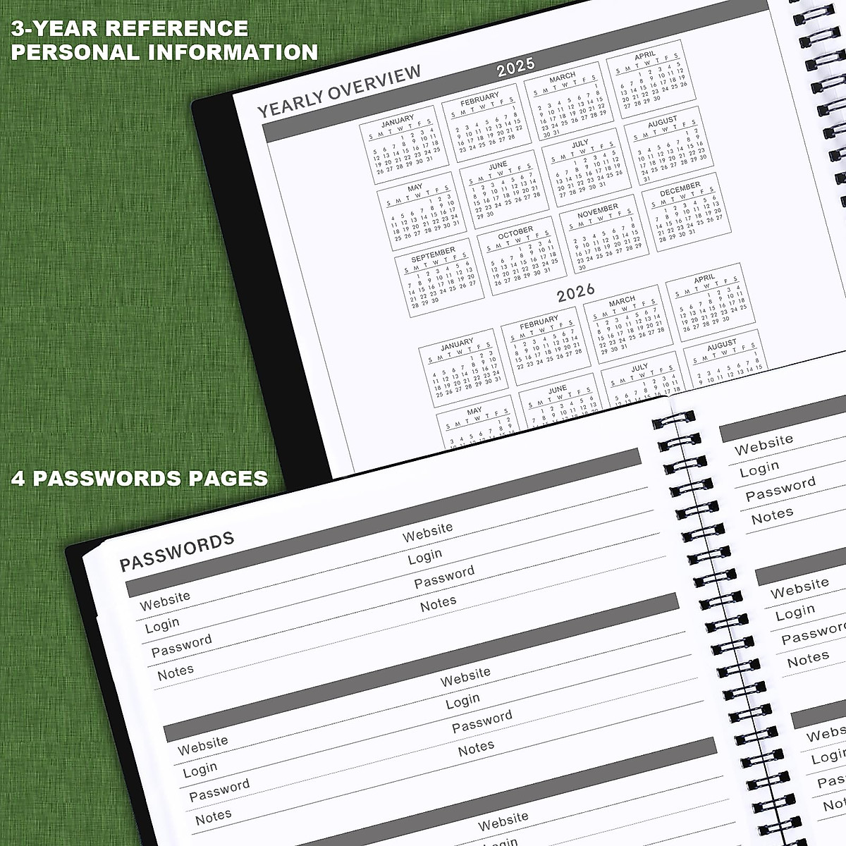 Monthly Planner/Calendar 2023-2024 - 2023-2024 Monthly Planner, Jul. 2023 - Dec. 2024, 18-Month Planner with Tabs & Pocket & Label, Contacts and Passwords, 8.5" x 11", Thick Paper, Twin-Wire Binding - Black by Artfan