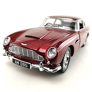 Sport Racing Classic Model Car Die-Cast 1:38 1963 Aston Martin DB5 Red Color Toy Collection Pull Back Open Door Hobby Collectible , unisex