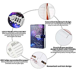 Lock Journal A5 PU Leather Diary with Lock Digital Password Notebook Locking Journal Writing Notebook for Women and Girls Heart Shaped Stationery Purple